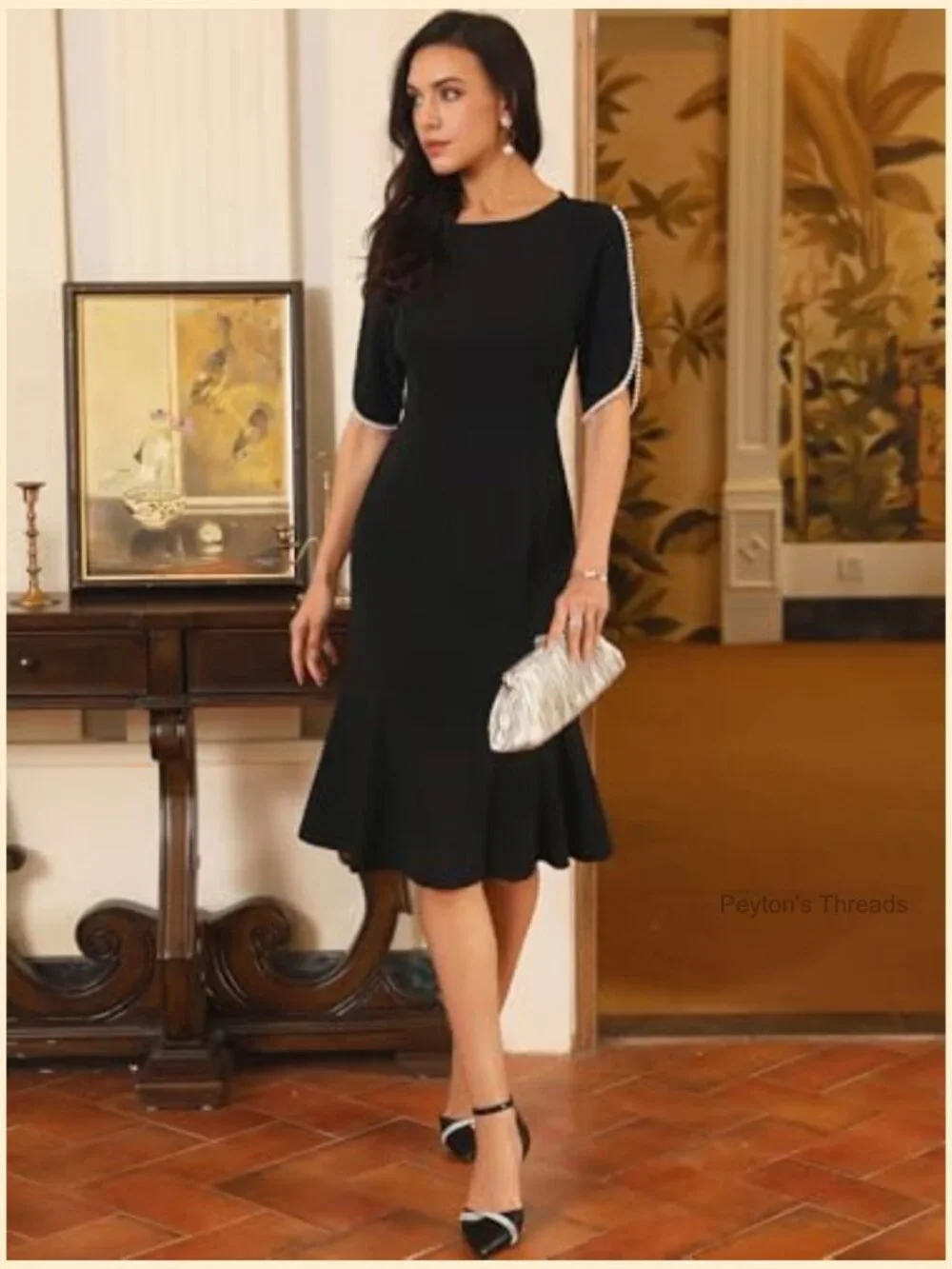 Dresses | Beaded Mermaid Midi Cocktail Dress With Short Sleeves | Poshmark